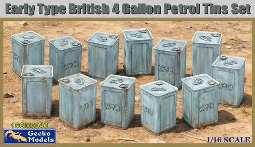 Gecko Models 16GM0040 British Early Type 4 Gallon Petrol Tins Set