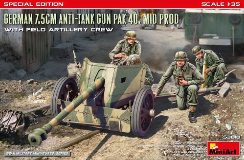 MiniArt 53010 German 7.5cm Anti-Tank Gun PaK 40 Mid Prod with Artillery Crew (Special Edition)