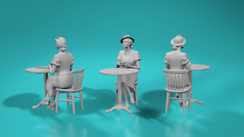 NEW! EMP3D 99204712-25 Klient kawiarni - dama z filiżanką - wersja 1 (1 Figurka)