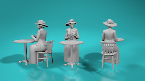 NEW! EMP3D 99204713-25 Klient kawiarni - dama z filiżanką - wersja 2 (1 Figurka)