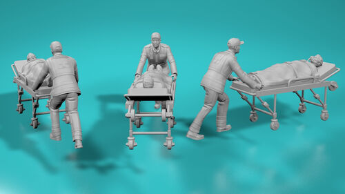 NEW! EMP3D 99204740-25 Ratownik z pacjentem na noszach (2 Figurki)