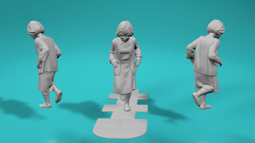 NEW! EMP3D 99204822-25 Dzieci - dziewczyna grająca w klasy (Poza nr 3 / 1 Figurka)