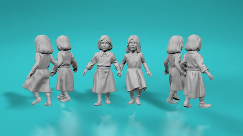 NEW! EMP3D 99204834-25 Dzieci - 2 dziewczynki idące (Poza nr 4 / 2 FigurkI)