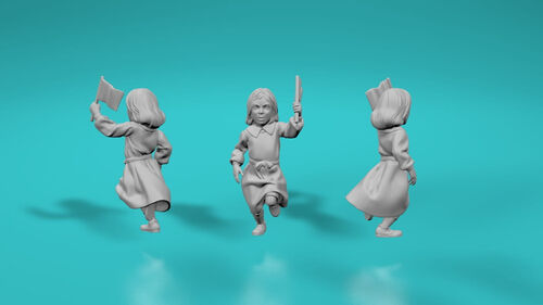 NEW! EMP3D 99204837-25 Dzieci - dziewczynka biegnąca z chorągiewką (Poza nr 8 / 1 Figurka)