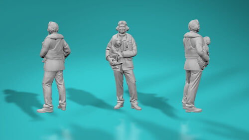 NEW! EMP3D 99202116-25 Pilot brytyjski 2WŚ - trzymający psa (1 Figurka)