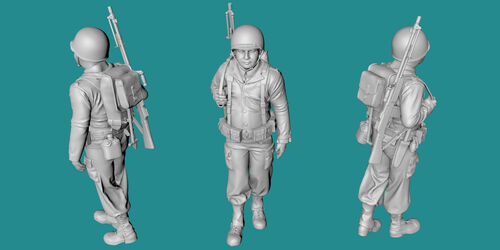 EMP3D 99201122-25 Amerykański żołnierz 2WŚ - idący z KMem (1 Figurka)