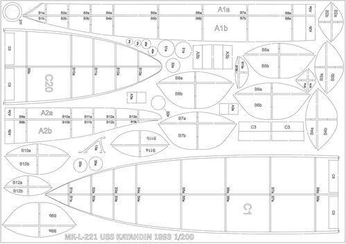 NEW! Modelarstwo kartonowe L-221 USS Katahdin - Lasery