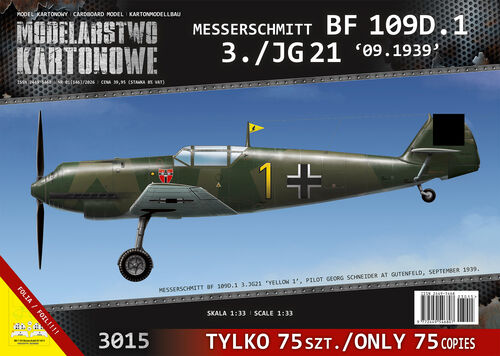 Modelarstwo kartonowe 3015 Messerschmitt Bf-109 D 1