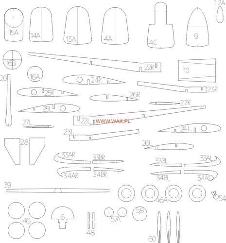 NEW! WAK LAS261 Caudron CR.714C1 - Laserowo Wycinane Części