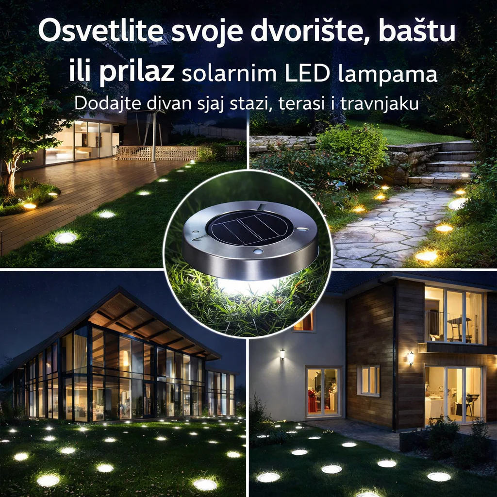 Disk solarne LED lampe ubodne (4 komada)