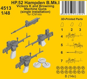 CMK K4513 Handley Page HP.52 Hampden B.Mk.I - Vickers K and Browning Machine Guns (for ICM Kits)