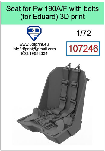 3DF 107246 Focke Wulf Fw-190 A / F - 3D-Printed Seat with Belts (for Eduard Kits)