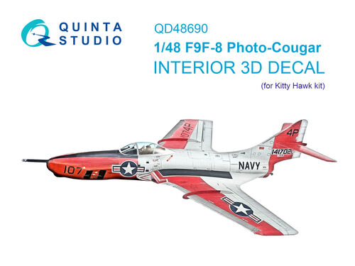 Quinta Studio QD48690 Grumman F9F-8P Photo-Cougar - 3D-Printed & Coloured Interior (for Kitty Hawk Kits)