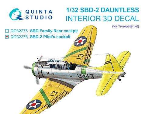 NEW! Quinta Studio QD32276 Douglas SBD-2 Dauntless Pilot's Cockpit - 3D-Printed & Coloured Interior (for Trumpeter Kits)