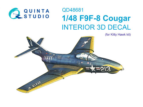 NEW! Quinta Studio QD48681 Grumman F9F-8 Cougar - 3D-Printed & Coloured Interior (for Kitty Hawk Kits)