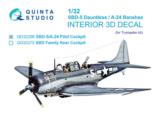 Quinta Studio QD32296 Douglas SBD-5 Dauntless / A-24 B Banshee Pilot's Cockpit - 3D-Printed & Coloured Interior (for Trumpeter Kits)