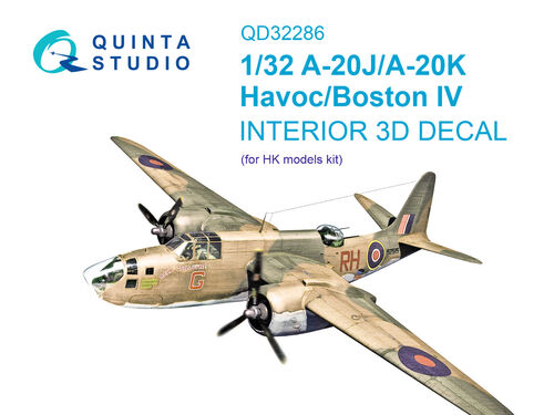 NEW! Quinta Studio QD32286 Dogulas A-20 J / K Havoc and Boston IV - 3D-Printed & Coloured Interior (for HKM Kits)