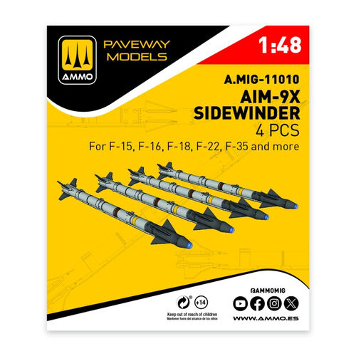 AMMO of Mig Jimenez 11010 AIM-9 X Sidewinder (4 pcs / 3D-Printed)