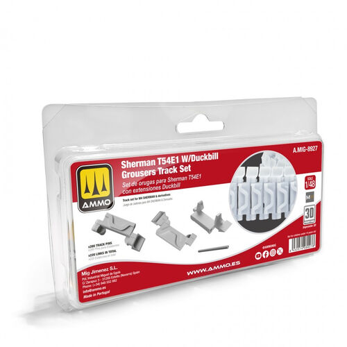 AMMO of Mig Jimenez 8927 Sherman T54E1 with Duckbill Grousers Tracks Set
