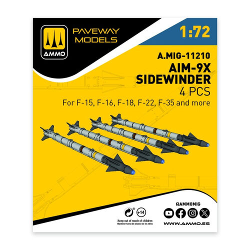 AMMO of Mig Jimenez 11210 AIM-9 X Sidewinder (4 pcs / 3D-Printed)