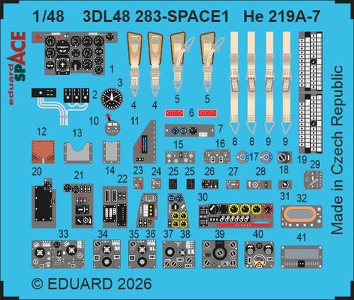 Eduard 3DL48283 Heinkel He 219 A-7 - Space Set (for Tamiya Kits)