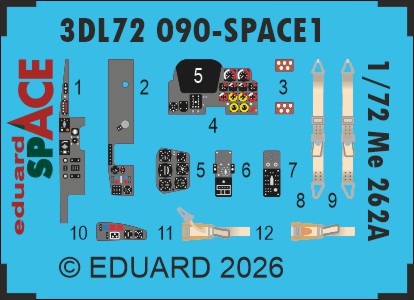 NEW! Eduard 3DL72090 Messerschmitt Me-262 A - Space Set (for Arma Hobby Kits)