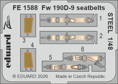 Eduard FE1588 Focke Wulf Fw-190 D-9 - Steel Seatbelts (for MiniArt Kits)