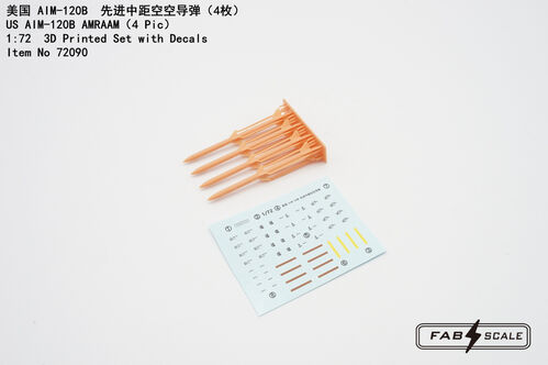 NEW! Fab Scale Fa72090 AIM-120 B AMRAAM (4 Sets / 3D-Pritned)