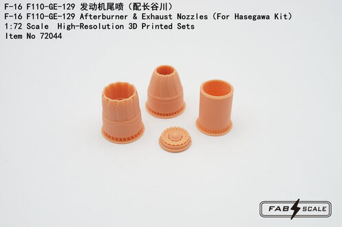 NEW! Fab Scale Fa72044 Lockheed Martin F-16 - F110-GE-129 Afterburner & Exhaust Nozzles (for Hasegawa Kits / 3D-Pritned)