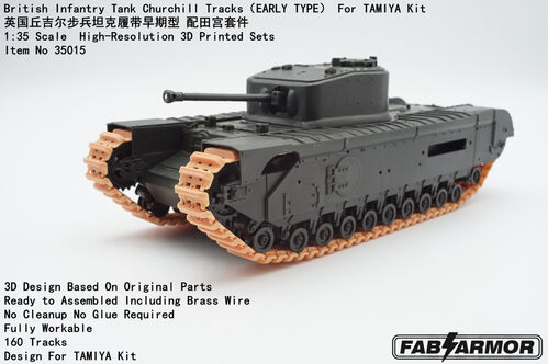 Fab Scale Fa35015 British Infantry Tank Churchill Mk.V Tracks Early Type (for Tamiya Kits / 3D-Printed)