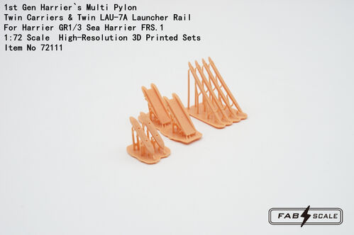 NEW! Fab Scale Fa72111 1st Generation BAe Harrier Gr.1 / Gr.3 / Sea Harrier - Multi Pylon Twin Carriers and Twin LAU-7A Launcher Rail (3D-Printec)