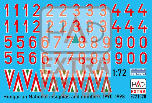 NEW! HAD Models E721020 Hungarian National Insignias and Numbers (1990-1998) Decal Sheet