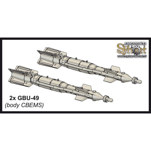 NEW! Syhart Decal AD029-48 GBU-49 E-Paveway (Body CBEMS) + Decals (2 pcs / 3D-Printed)