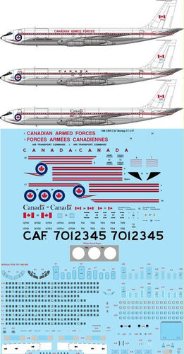 26 Decals 441385 Boeing 707-347C - CAF Boeing CC137 Laser Decal with Screen Print Details
