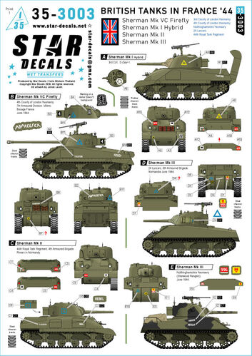 NEW! Star-Decals 35-3003 British Tanks in France 1944