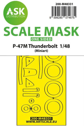 NEW! Art Scale Kit M48331 Republic P-47 M Thunderbolt - One-Sided Express Fit Mask (for Miniart Kits)