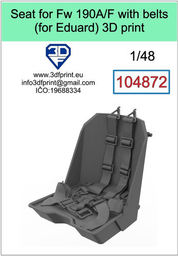 3DF 104872 Focke Wulf Fw-190 A / F - 3D-Printed Seat with Belts (for Eduard Kits)