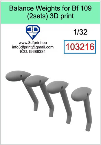 3DF 103216 Balance Weights for Bf-109 (3D-Pritned)