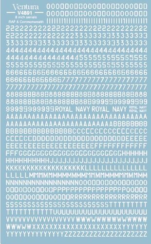 Ventura 4891 8 inches RAF and Commonwealth serial numbers and letters - white