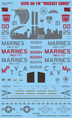 Caracal Models 32021 USMC Bell AH-1W Cobra Decals