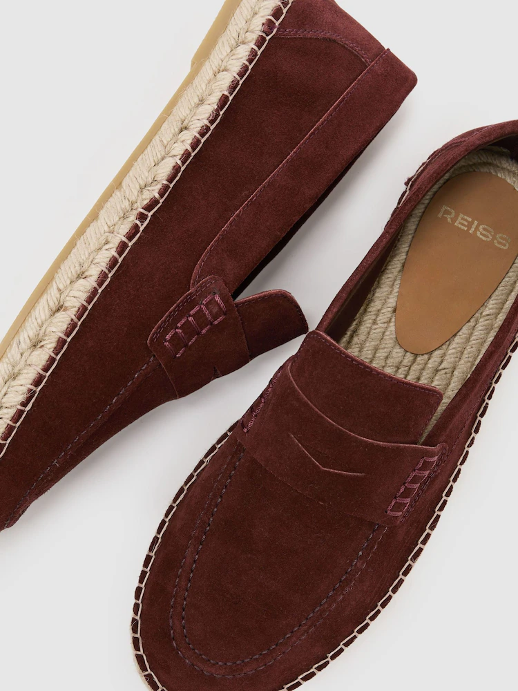Cigla Crveno - Reiss Capri Suede Penny Loafer Espadrilles