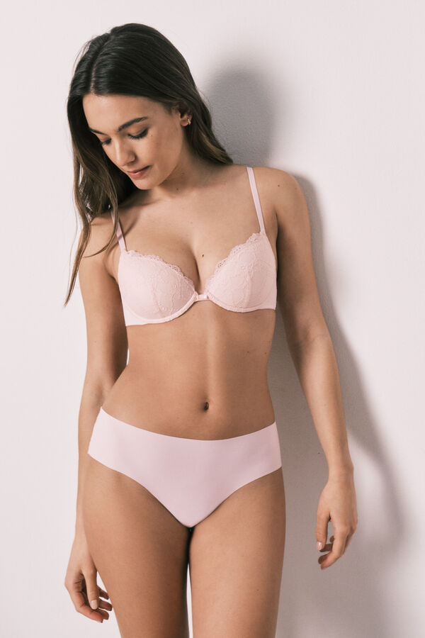 Rosa breiter Mikrofaser-Spitzen-Brazilian Slip