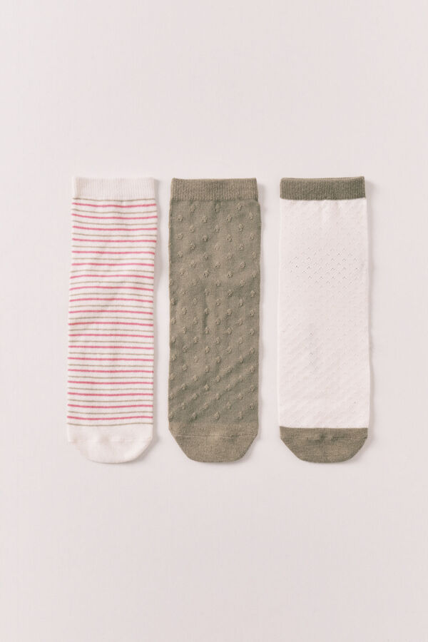 Rosa 3er-pack kurze socken mit print und textur