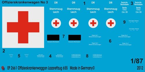 Peddinghaus-Decals 2661 Officer Transport Wagon Ambulance Train 655, White Label