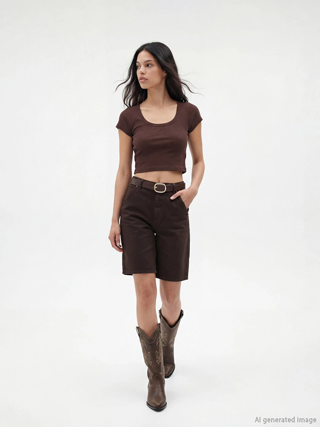 XSIDE Ženski Rebrasti Crop Top Sa Okruglim Izrezom
