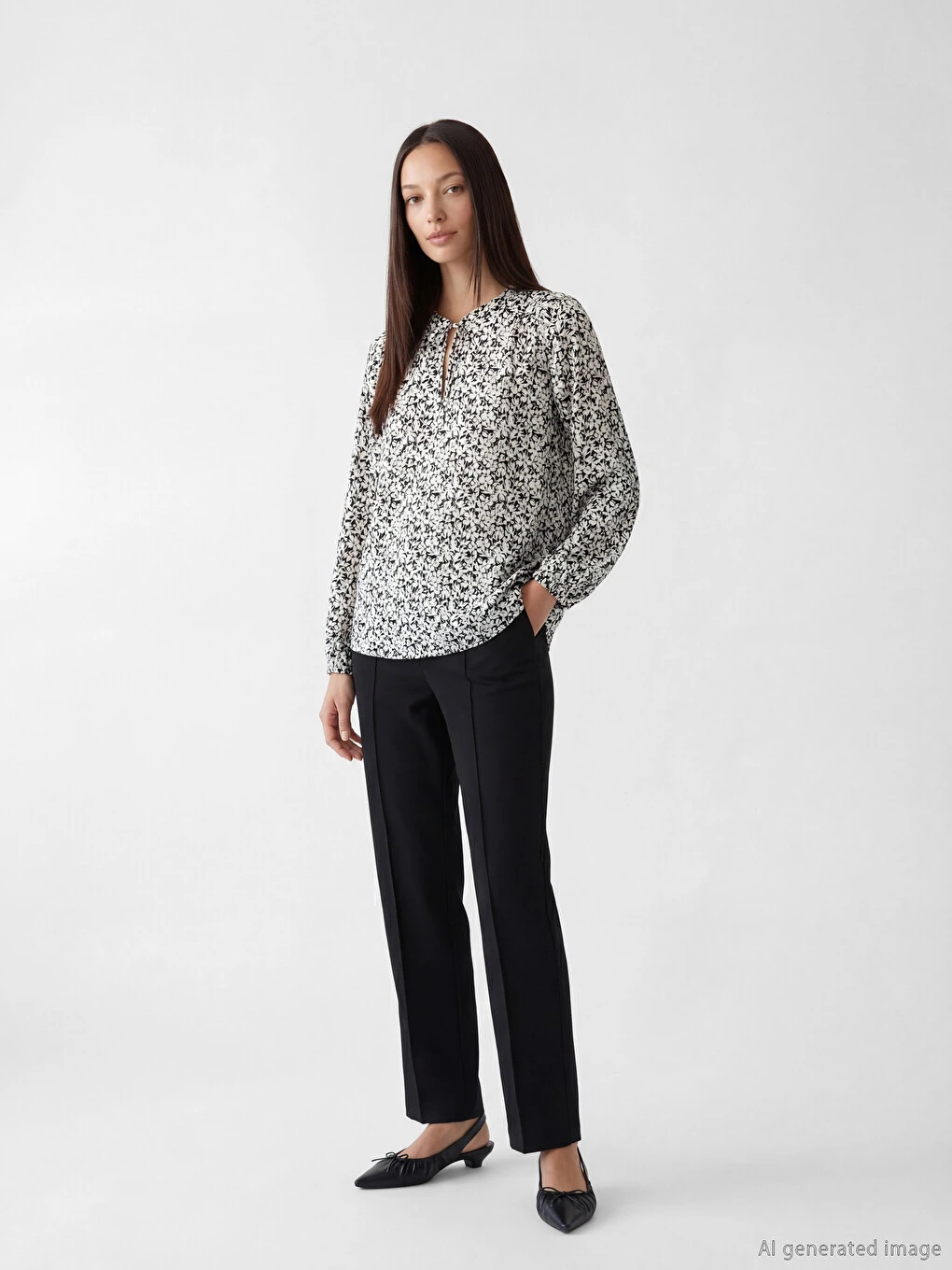 LCW EVERYDAY Bluza Sa Cvetnim Dezenom I Kragnom Na Vezanje