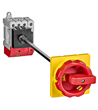 Glavni prek. 4-p, 100A na DIN šinu sa prod. pogonom ž/crv.
Glavni prekidač 4-p, 100A na DIN šinu sa produženim pogonom žuto/crveni