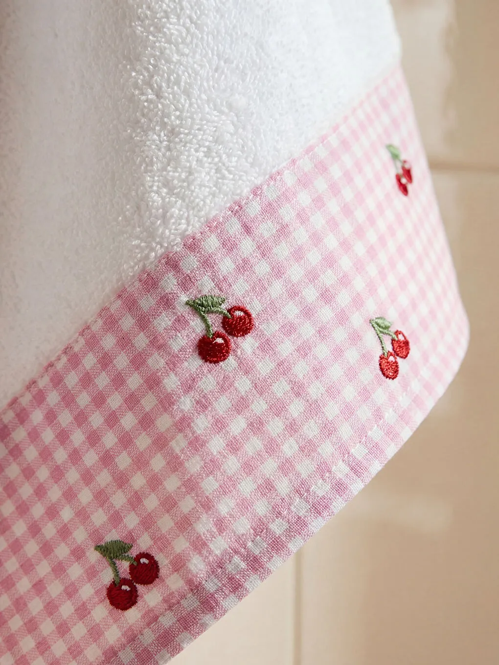LCW HOME Gingham Cherry Vezeni Ručni Peškir 50x80 Cm