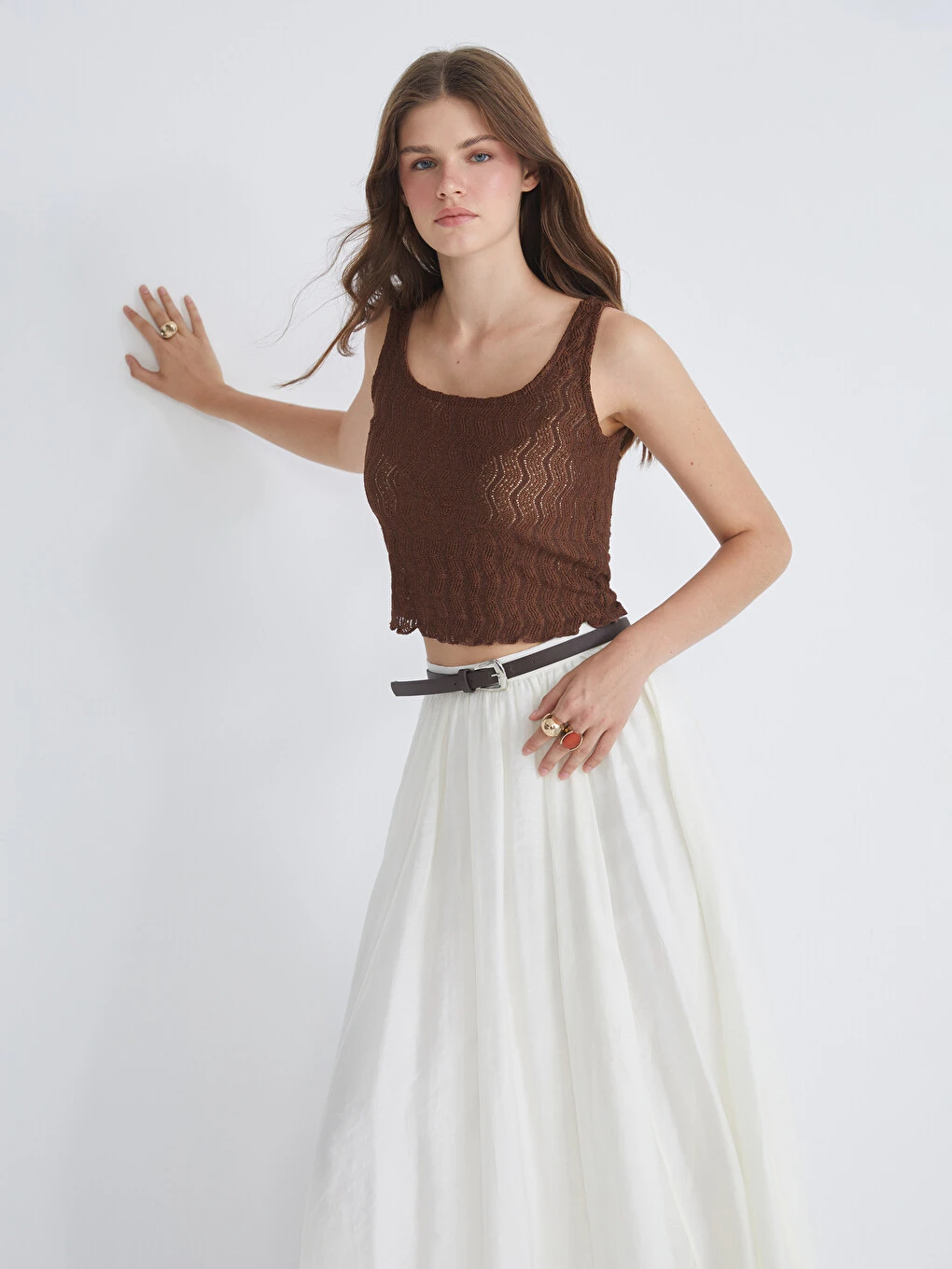 XSIDE Crop Top Sa Teksturom U Obliku Slova U