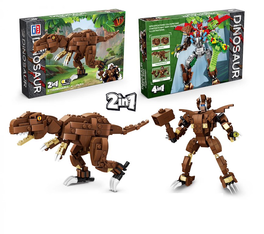 KONSTRUKTOR KOCKE DINOSAURUS/ROBOT 2U1 276PCS 123-711
